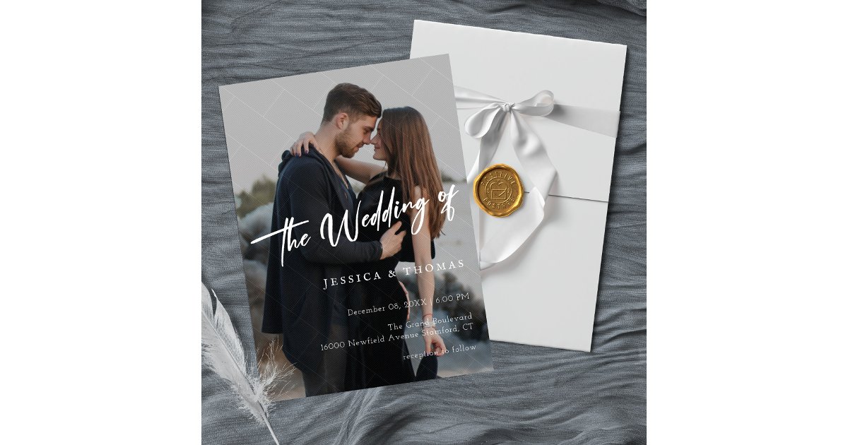 Modern Love Story: A Sophisticated Photo Wedding Invitation | Zazzle