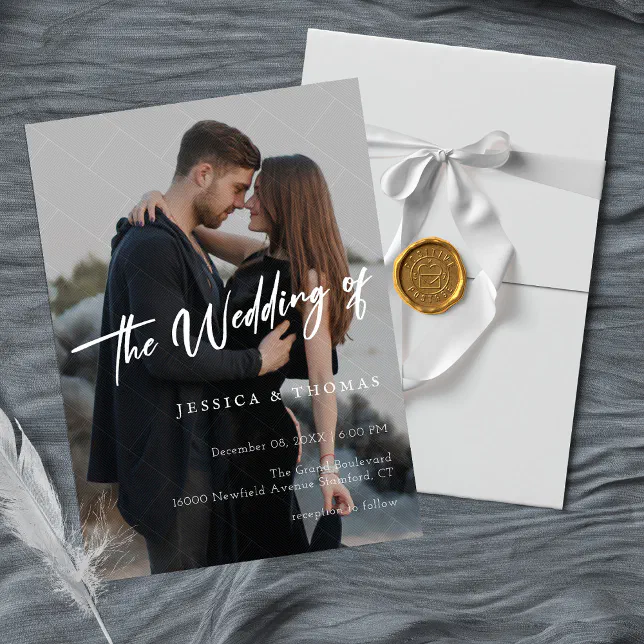 Modern Love Story: A Sophisticated Photo Wedding Invitation | Zazzle