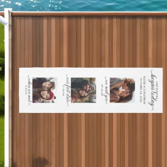 Modern Love Story Timeline Photo Wedding Outdoor Rug | Zazzle