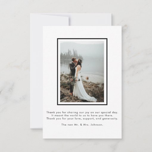 Modern Love & Thanks 2 Photo Wedding Thank You Card | Zazzle