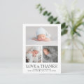 Modern Love & Thanks Baby Photo Grid Birth Stat Thank You Card | Zazzle