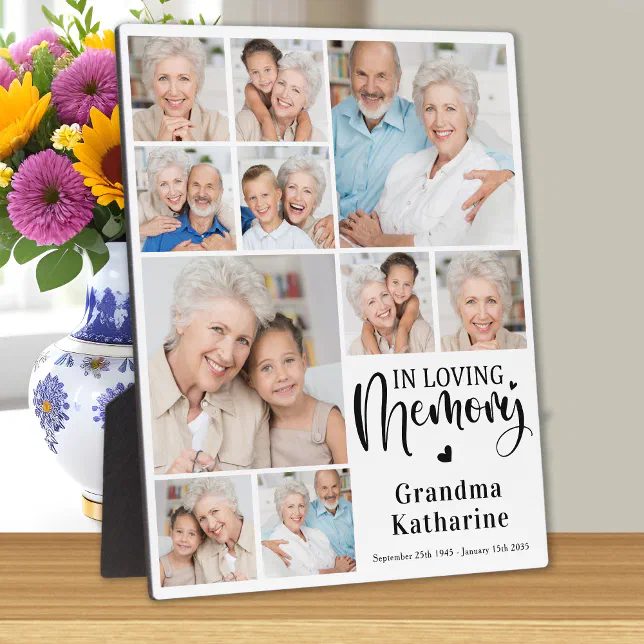 Modern Loving Memory 10 Photo Collage Memorial Plaque | Zazzle