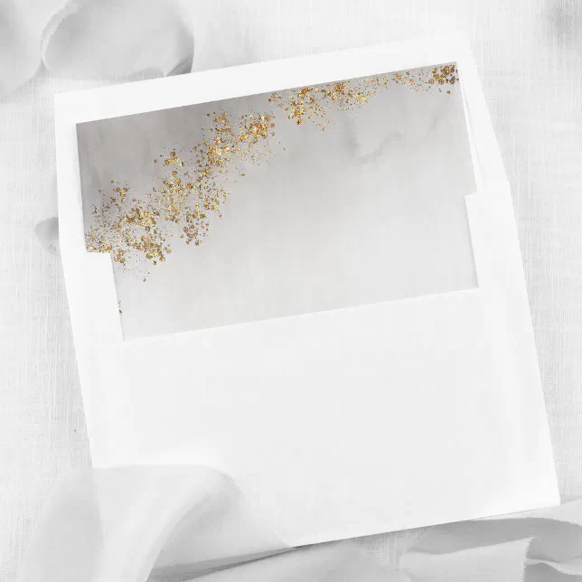 Modern Luxe Gold Flecks Gray Mist Wedding Envelope Liner | Zazzle