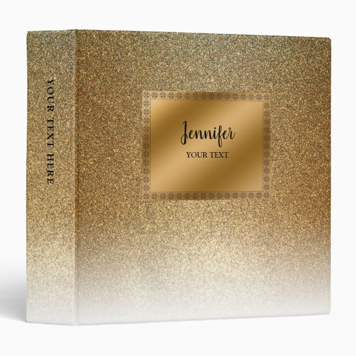 Modern luxury chic glitter gold personalized binder | Zazzle.com