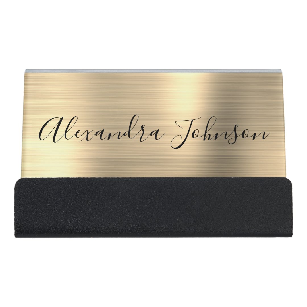 Modern Luxury Gold Foil Modern Professional Desk Business Card Holder ...