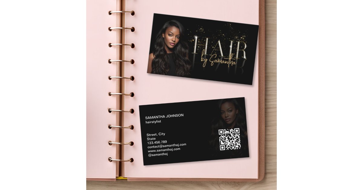 modern luxury hair stylist wigs extensions business card | Zazzle