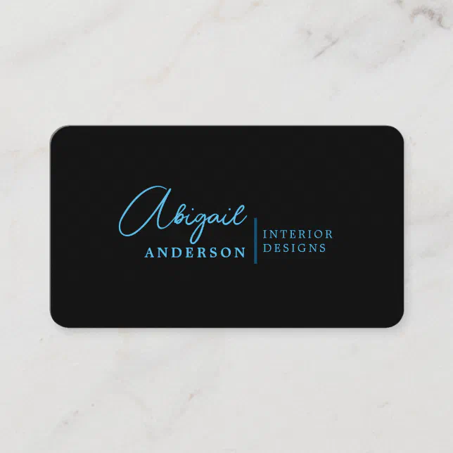 Modern Luxury Professional Black Blue Signature Business Card | Zazzle
