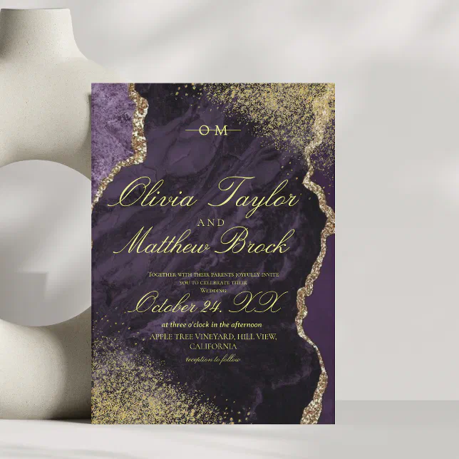 Modern Luxury Purple Wedding Invitation | Zazzle