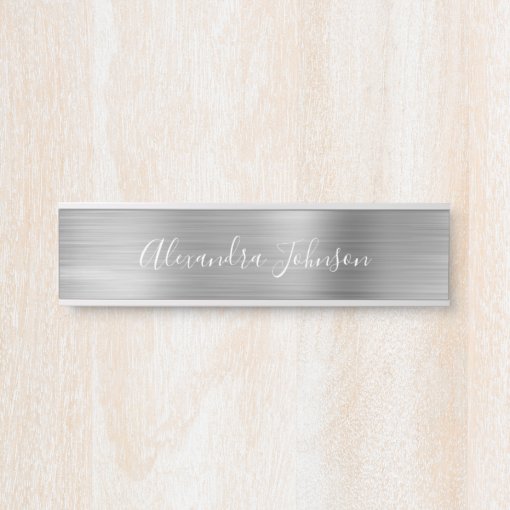 Modern Luxury Silver Business Foil Modern Door Sign | Zazzle
