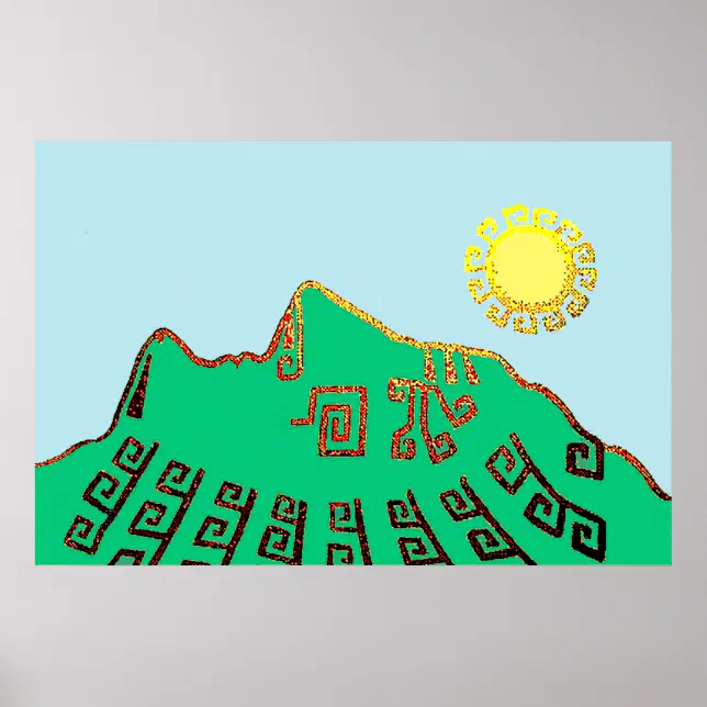 MODERN MACHU_PICCHU CUSCO PERU DRAWING POSTER | Zazzle