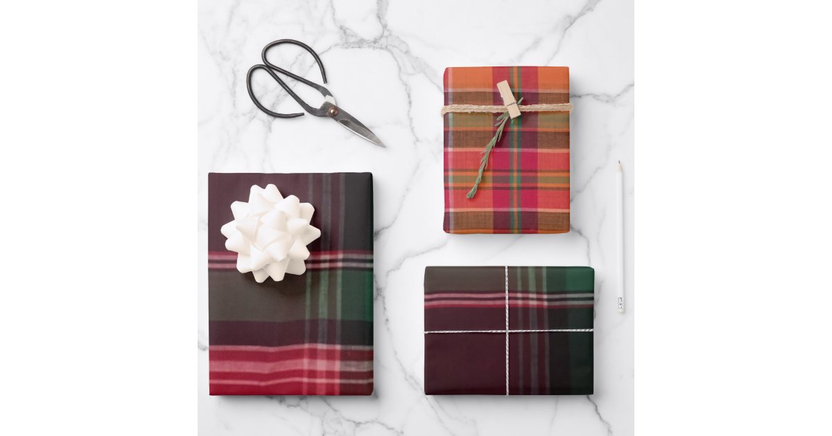 Modern Madras Plaid Square Pattern Caribbean Wrapping Paper Sheets | Zazzle