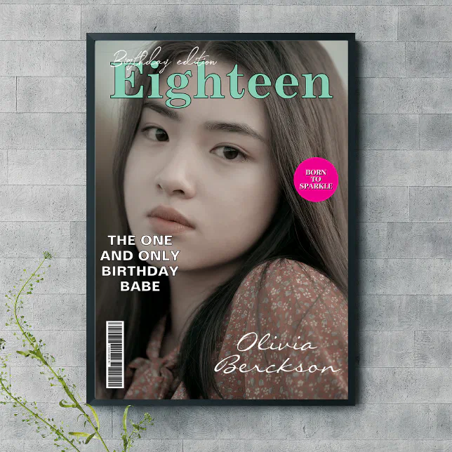 Modern Magazine cover 18th Birthday welcome Foam Board | Zazzle
