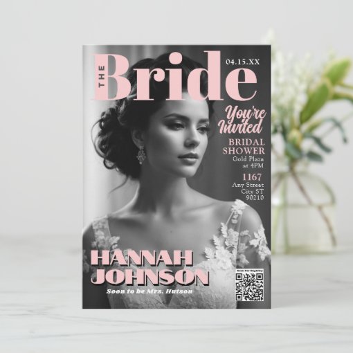 Modern Magazine Cover Bridal Shower Invitation | Zazzle