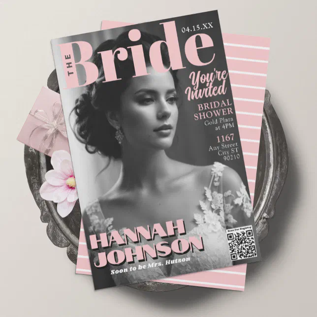 Modern Magazine Cover Bridal Shower Invitation | Zazzle
