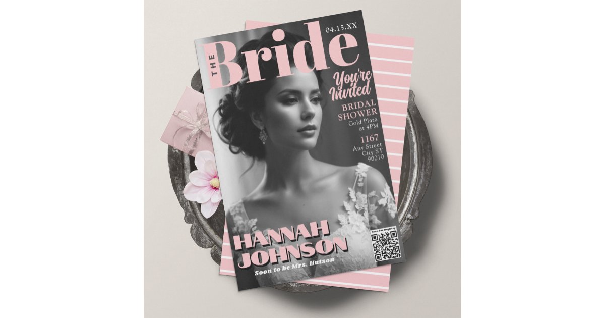 Modern Magazine Cover Bridal Shower Invitation | Zazzle
