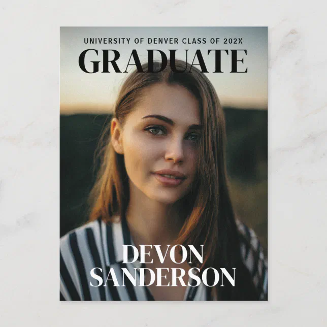 Modern Magazine Cover Graduation Announcement Postcard | Zazzle