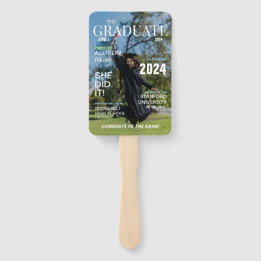 Modern Magazine Photo Graduation Hand Fan | Zazzle