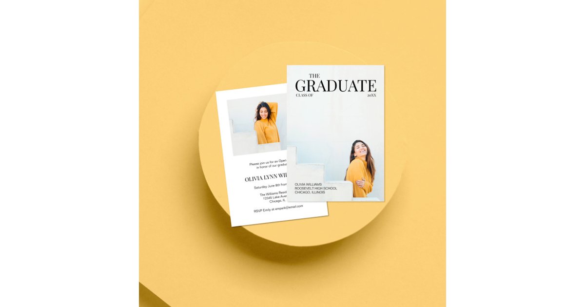 Modern Magazine Photo Graduation Invitation | Zazzle