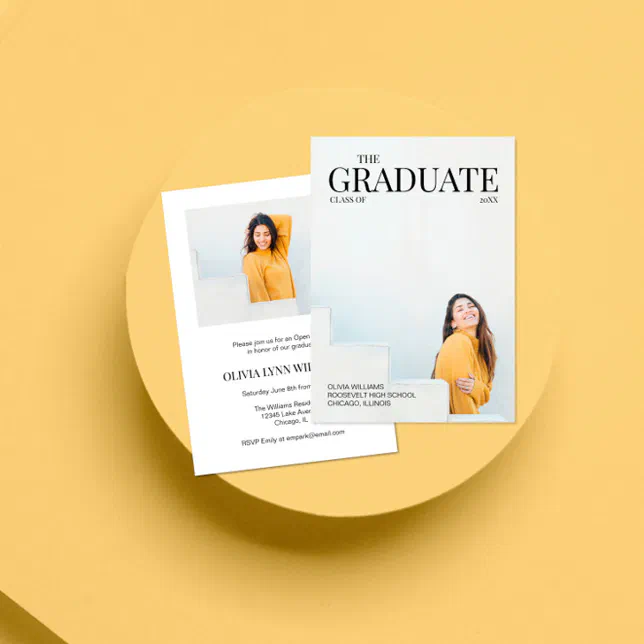 Modern Magazine Photo Graduation Invitation | Zazzle