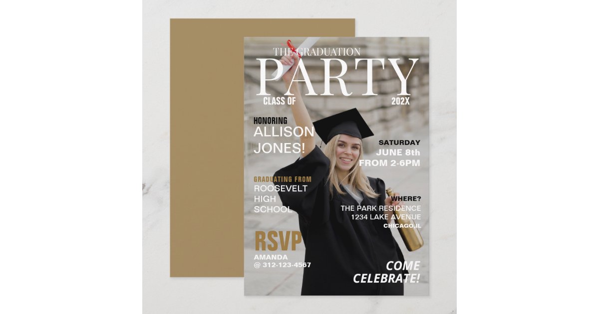 Modern Magazine Photo Graduation Party Invitation | Zazzle