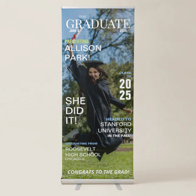 Modern Magazine Photo Graduation Retractable Banner | Zazzle