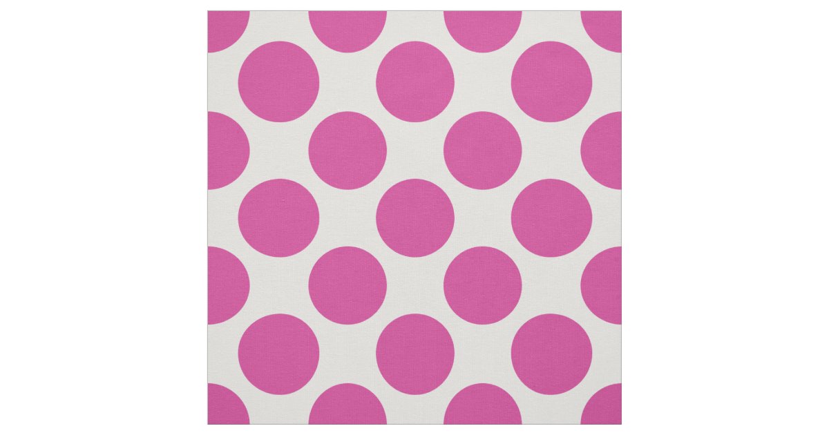 Modern Magenta and White Large Polka Dots Fabric | Zazzle