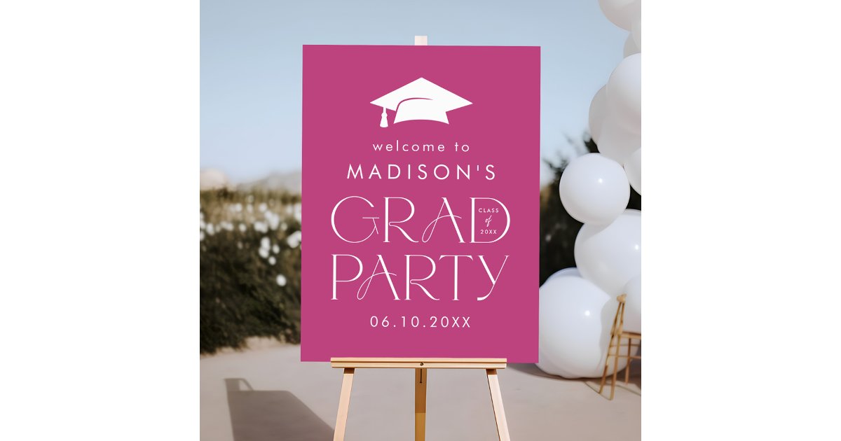 Modern Magenta Graduation Party Welcome Sign | Zazzle