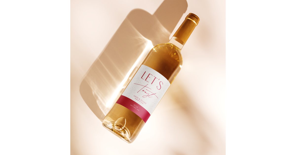 Modern Magenta Personalized Wedding Bottle Wine Label | Zazzle