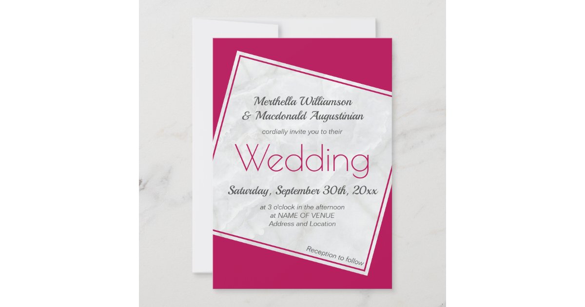 Modern Magenta Wedding Invitation | Zazzle