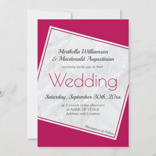 Modern Magenta Wedding Invitation | Zazzle