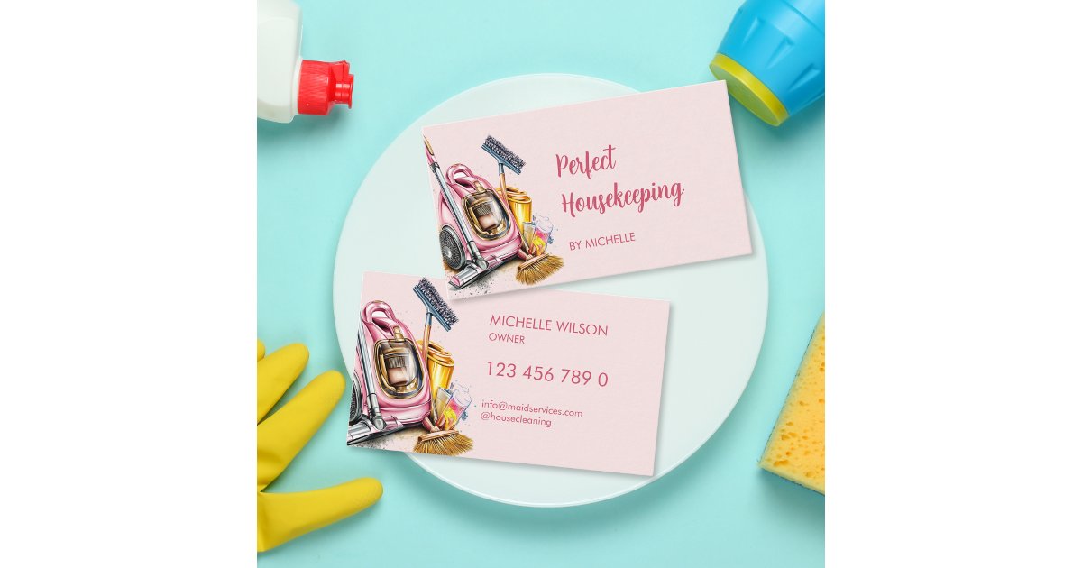 Modern Maid Cleaning Housekeeping Services Business Card | Zazzle