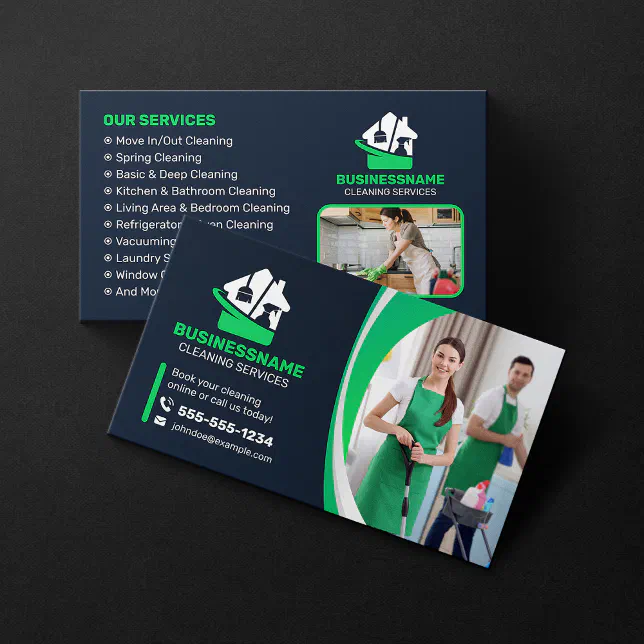 Modern Maid House Cleaning housekeeping Janitorial Business Card | Zazzle