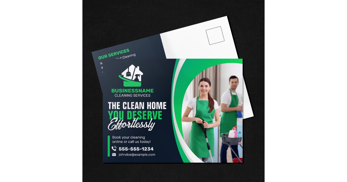 Modern Maid House Cleaning housekeeping Janitorial Postcard | Zazzle