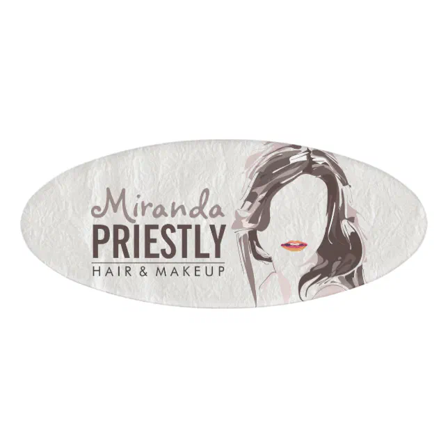 Modern Makeup Artist and Hair Stylist Beauty Salon Name Tag | Zazzle