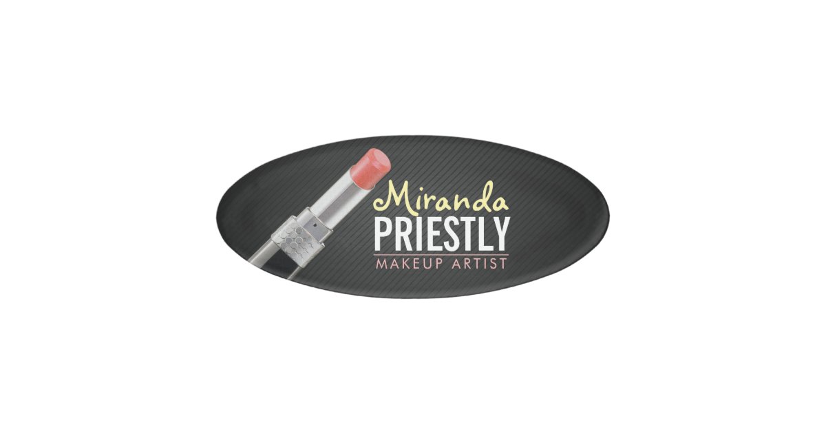 Modern Makeup Artist Stylist Beauty Salon Lipstick Name Tag | Zazzle