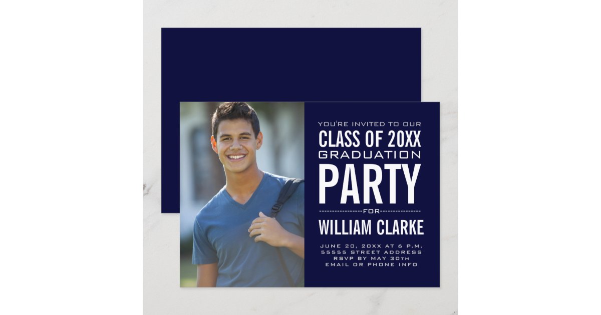 Modern Male Grad Graduation Party Invitation | Zazzle