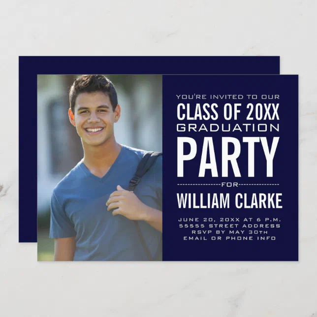Modern Male Grad Graduation Party Invitation | Zazzle
