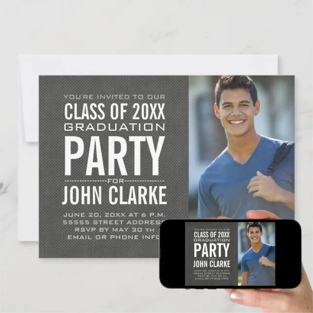 MODERN MALE GRAD | GRADUATION PARTY INVITATION | Zazzle