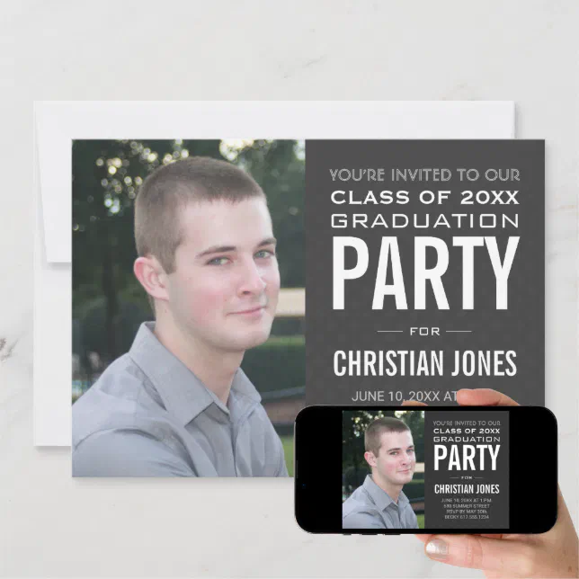 Modern Male Grad | Graduation Party Invitation | Zazzle