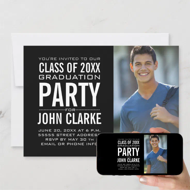 Modern Male Grad | Graduation Party Invitation | Zazzle