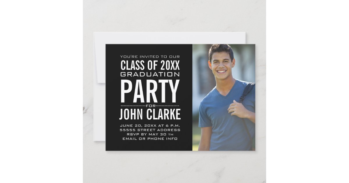 Modern Male Grad | Graduation Party Invitation | Zazzle