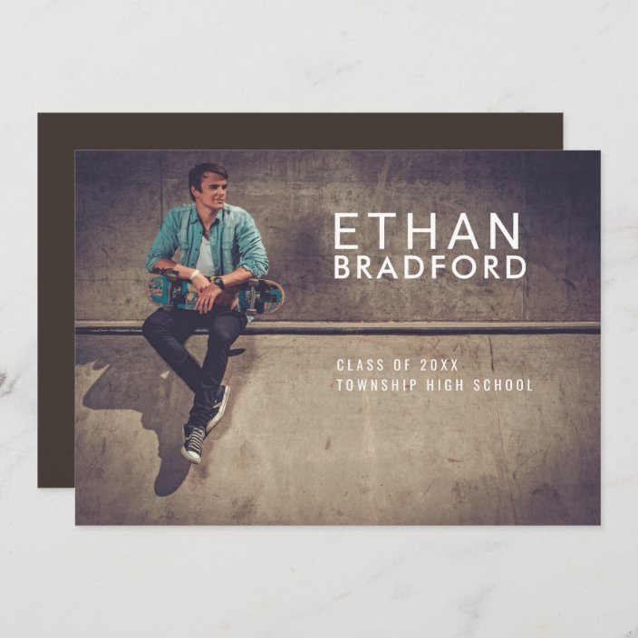 Modern Man Stylish Photo Graduation Party Invitation | Zazzle.com