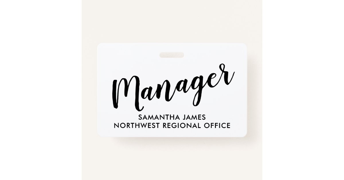 Modern Manager ID Badge | Zazzle