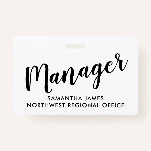 Modern Manager ID Badge | Zazzle