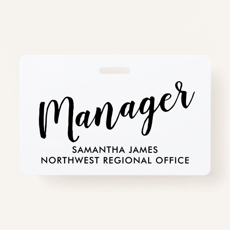 Modern Manager ID Badge | Zazzle