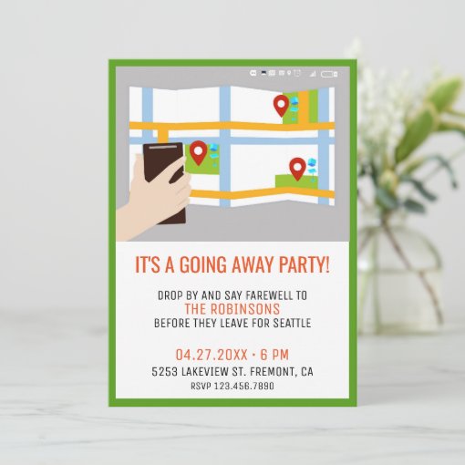 Modern Map Colorful Farewell Party Invitation | Zazzle