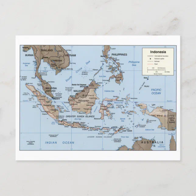 Modern Map of Indonesia Postcard | Zazzle