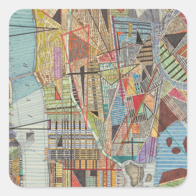 Modern Map of New York I Square Sticker | Zazzle