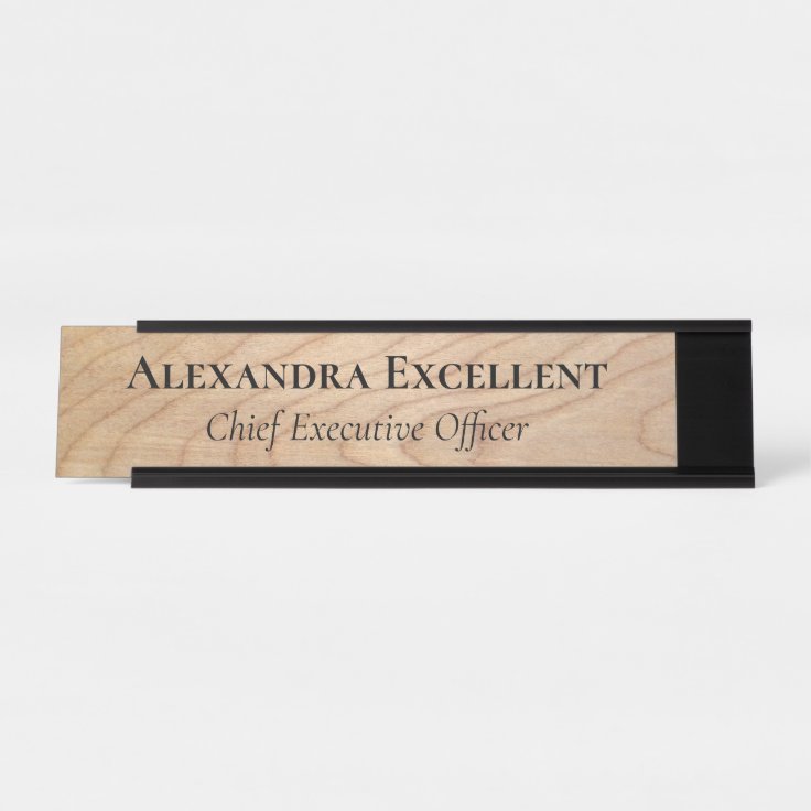 Modern Maple Woodgrain Minimalist Custom Desk Name Plate | Zazzle