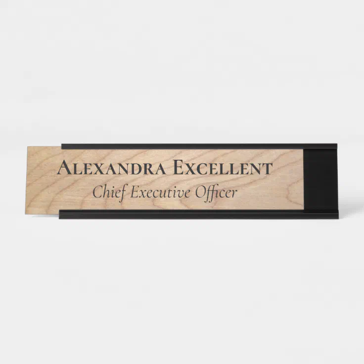 Modern Maple Woodgrain Minimalist Custom Desk Name Plate | Zazzle